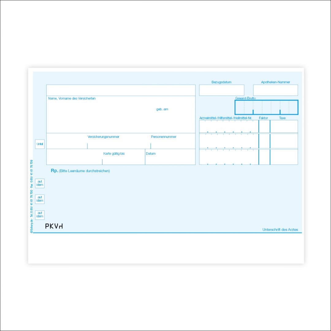 Privatrezept "Blanko - das Grüne Rezept" - Schury
